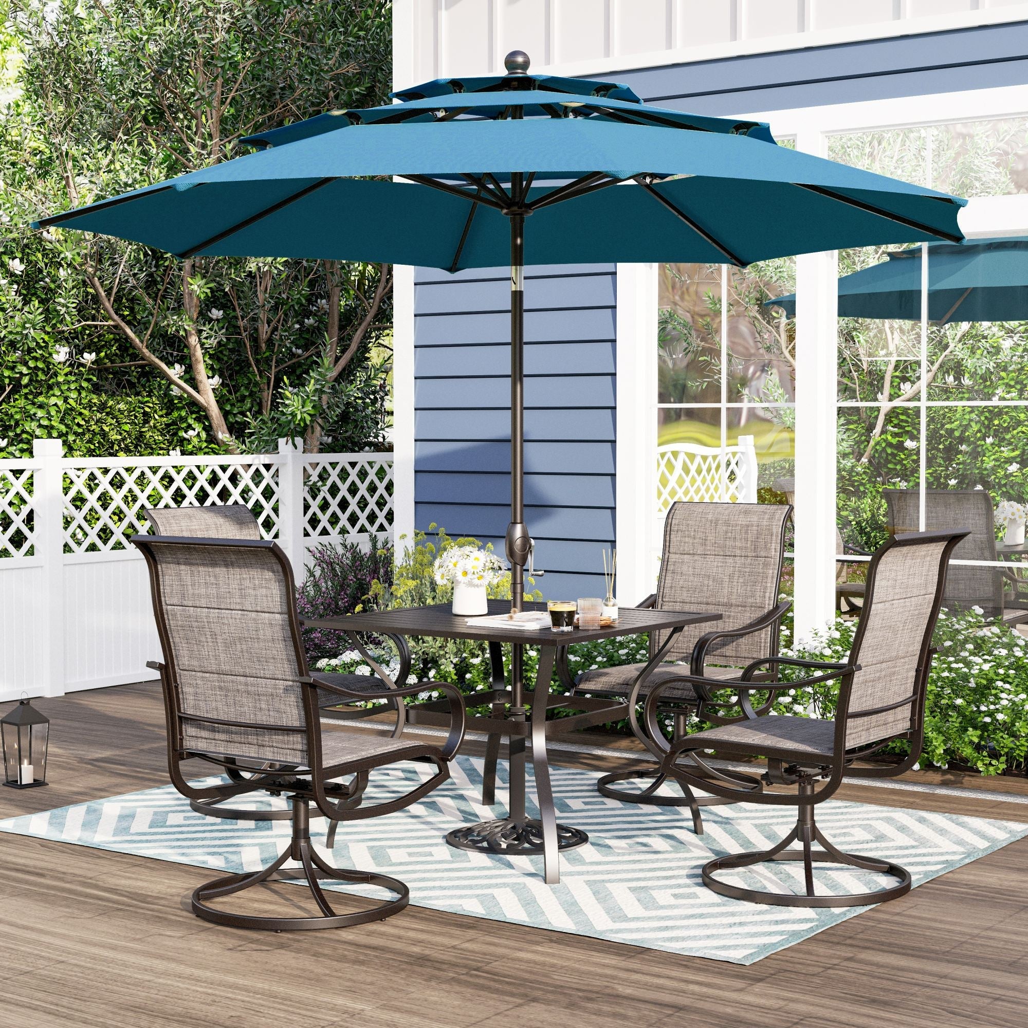 Alpha Joy 10ft 3 Tier Auto-Tilt Outdoor Patio Umbrella Beach Garden Do ...